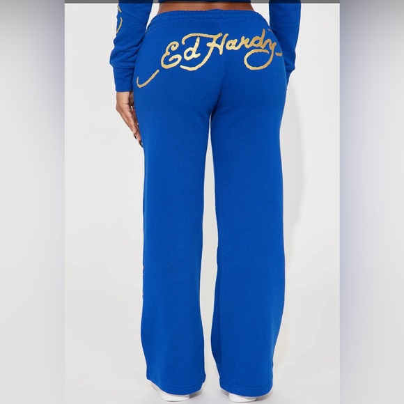 Ed Hardy | Pants & Jumpsuits | Ed Hardy Blue Set With Beautiful Designs ...